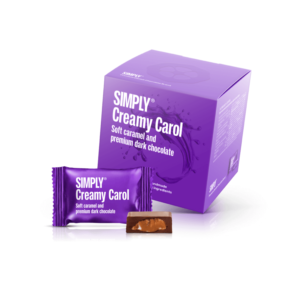 Simply® Creamy Carol - Cube with bites | Soft caramel and dark chocola